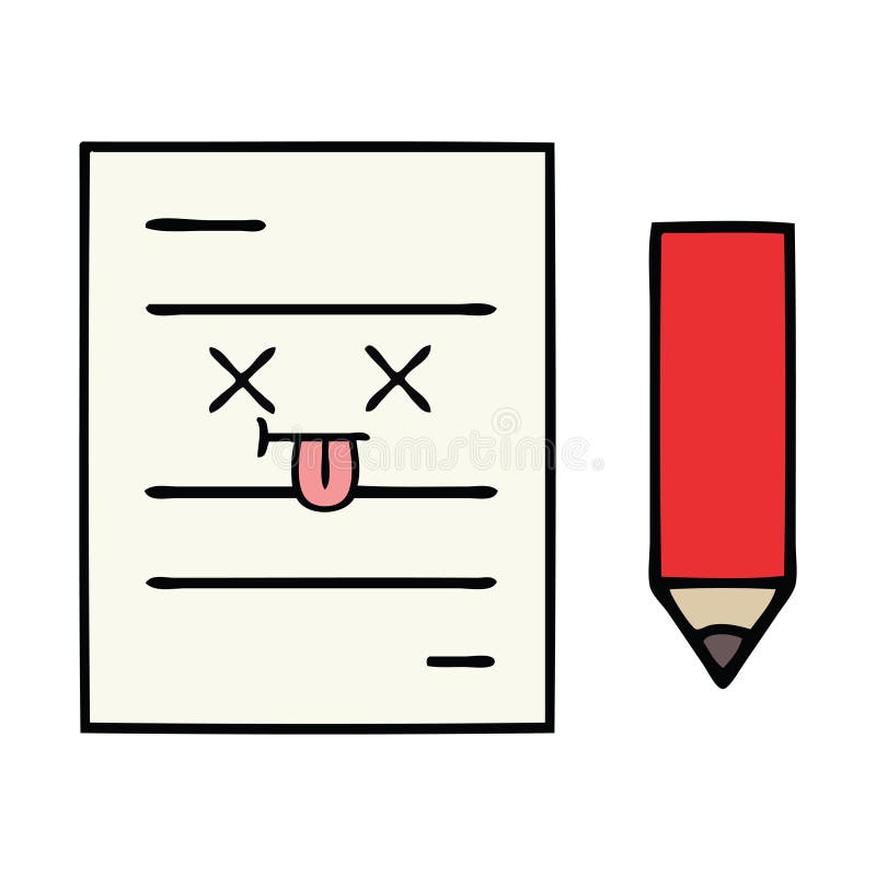 Cute cartoon test paper stock vector. Illustration of test - 147637936