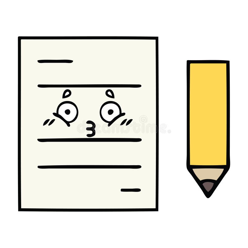 Cute Cartoon of a Test Paper Stock Vector - Illustration of retro ...