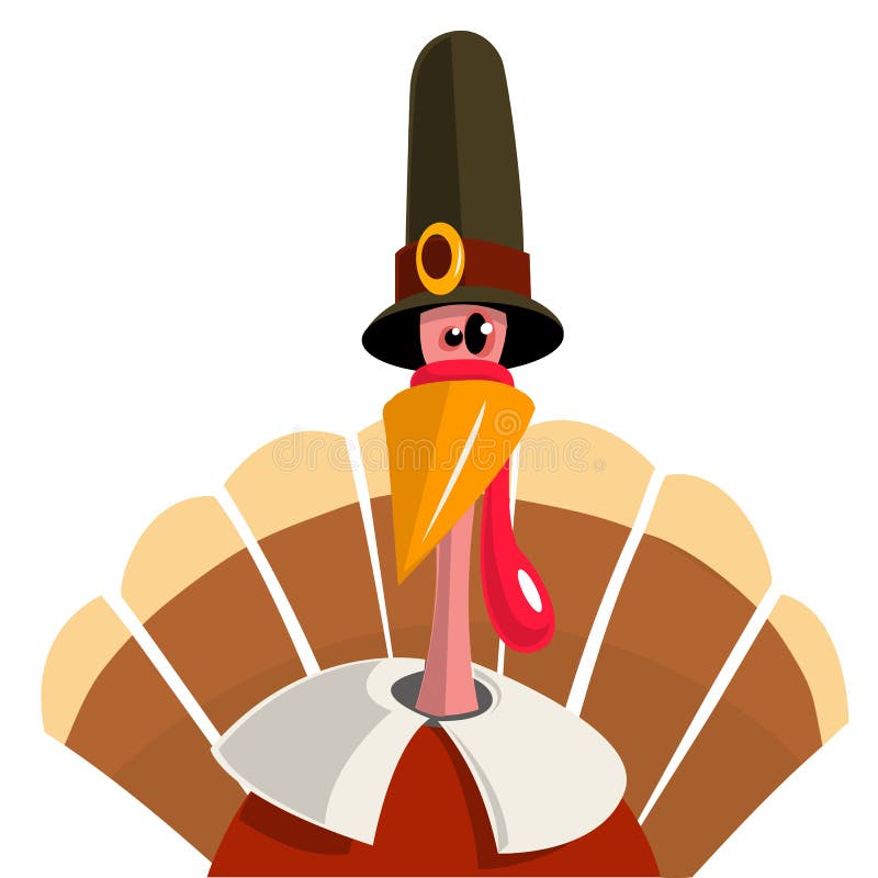 Cartoon Thanksgiving Turkey Character Waving Hello. Outlines. Vector ...