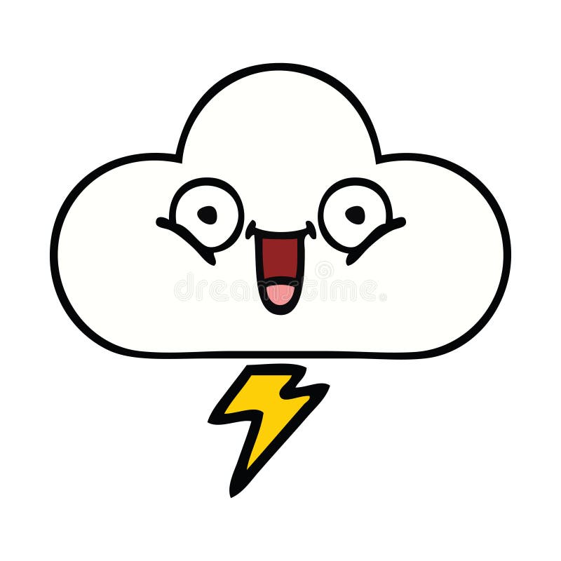 Cute cartoon thunder cloud stock vector. Illustration of hand - 147642984
