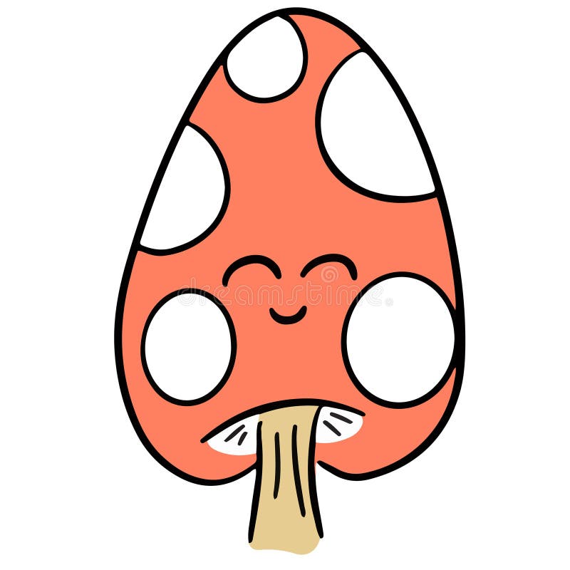 Cute Cartoon Toadstool Mushroom Cartoon Character Emoji Style Vector ...