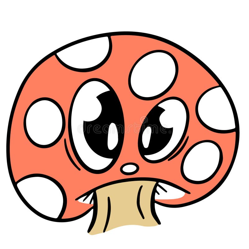 Cute Cartoon Toadstool Mushroom Cartoon Character Emoji Style Vector ...