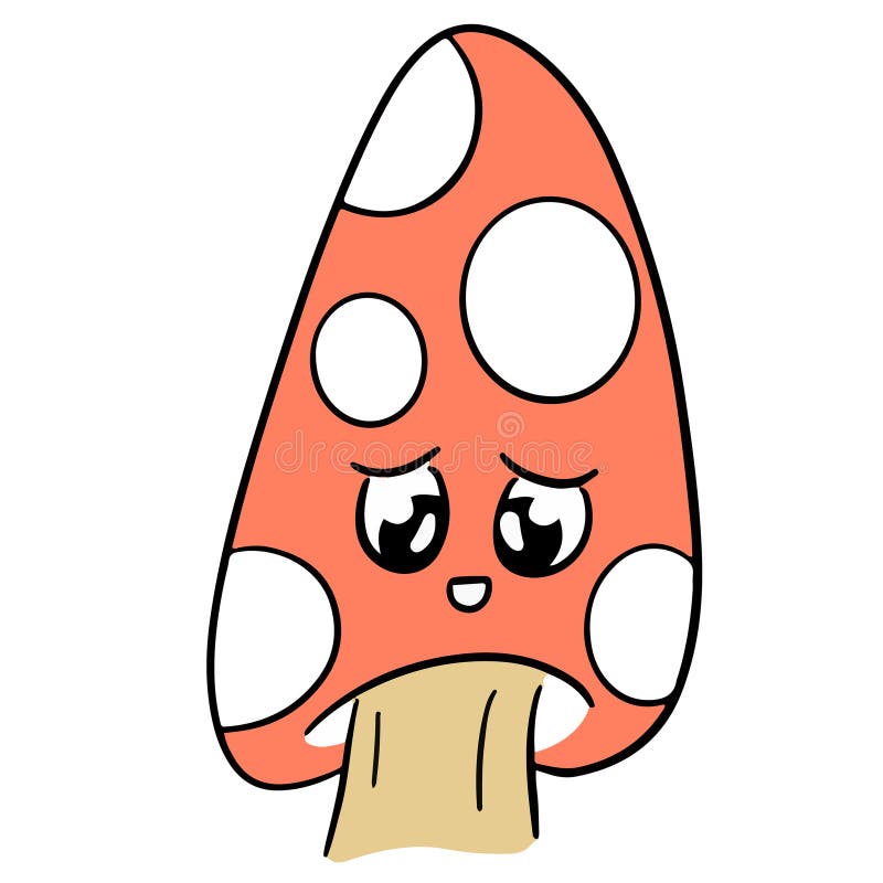 Cute Cartoon Toadstool Mushroom Cartoon Character Emoji Style Vector ...