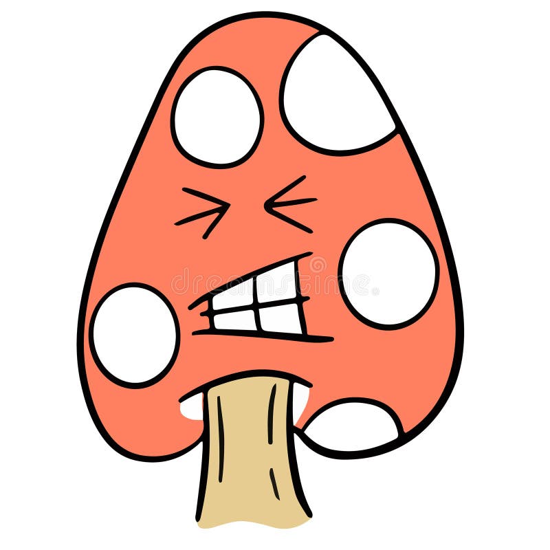 Cute Cartoon Toadstool Mushroom Cartoon Character Emoji Style Vector ...