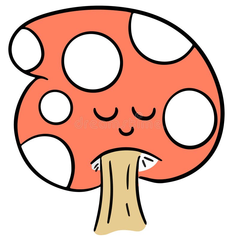Cute Cartoon Toadstool Mushroom Cartoon Character Emoji Style Vector ...