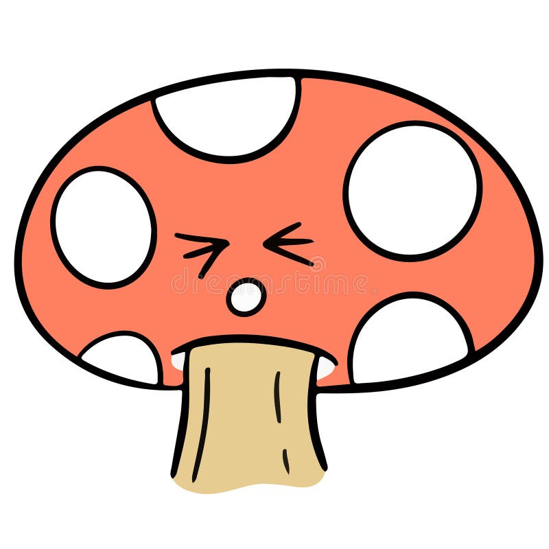 Cute Cartoon Toadstool Mushroom Cartoon Character Emoji Style Vector ...