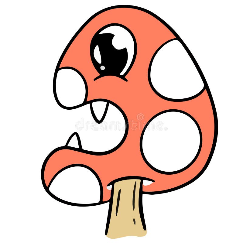 Cute Cartoon Toadstool Mushroom Cartoon Character Emoji Style Vector ...