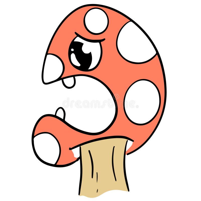 Cute Cartoon Toadstool Mushroom Cartoon Character Emoji Style Vector ...