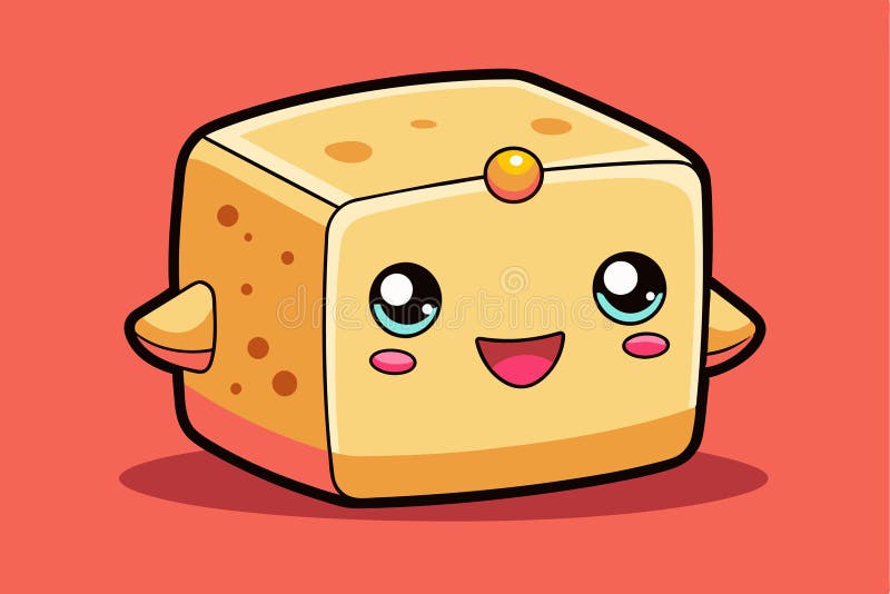 A Cute Cartoon Tofu Character with a Joyful Expression and Customizable ...