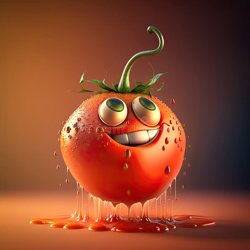 Cute Cartoon Tomato Character with Tomato Juice. Generative Ai Stock ...