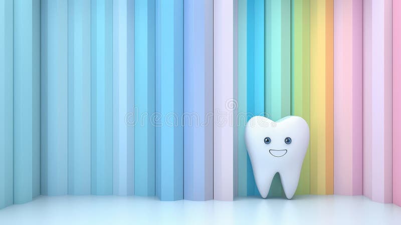 Cute Cartoon Tooth Character in 3d Isolated on Pastel Background with ...