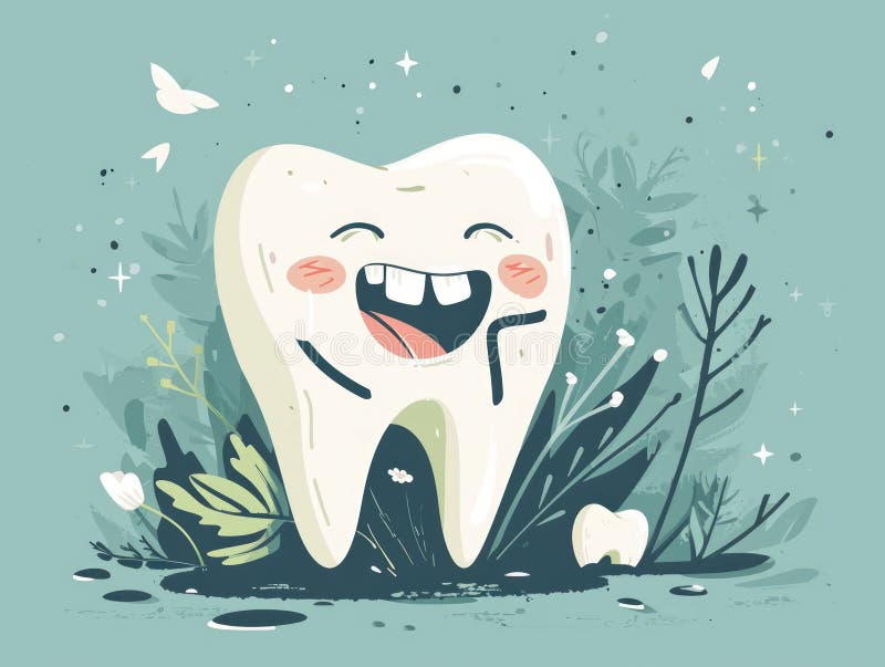 Cute Cartoon Tooth Character. Illustration of a Tooth Character Stock ...
