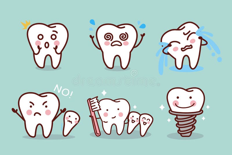 Cute Cartoon Tooth Expression Stock Vector - Illustration of enamel ...
