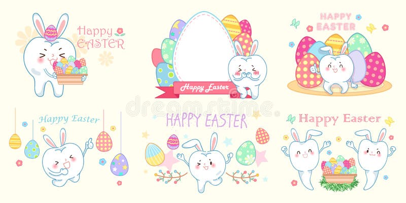Tooth with happy easter stock illustration. Illustration of dental ...