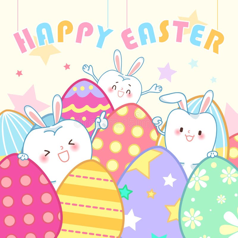 Tooth with happy easter stock vector. Illustration of caricature ...