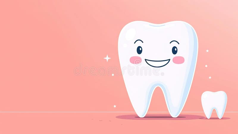 Cute Cartoon Tooth with a Happy Expression and a Smaller Tooth beside ...