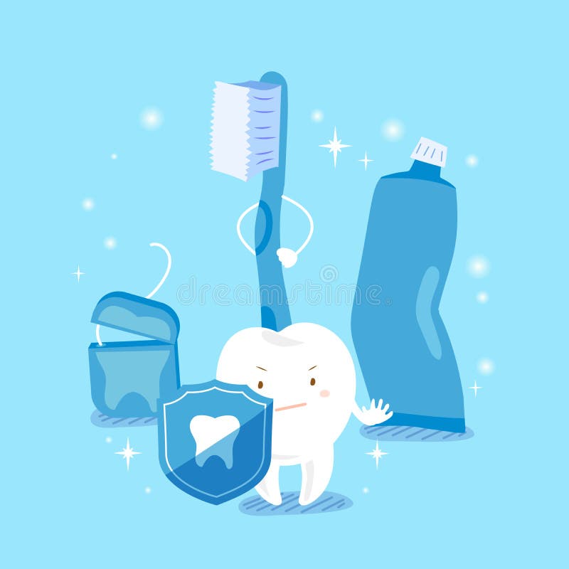Cute Cartoon Tooth Health Concept Stock Vector - Illustration of care ...