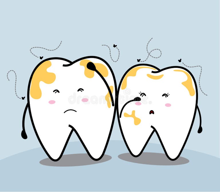 Cute Cartoon Tooth and Yellow Tooth Stock Vector - Illustration of ...