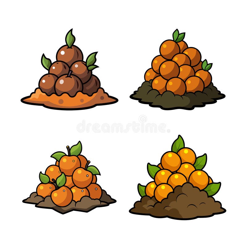 Cute Cartoon Tree Nuts Piled on the Ground Stock Vector - Illustration ...