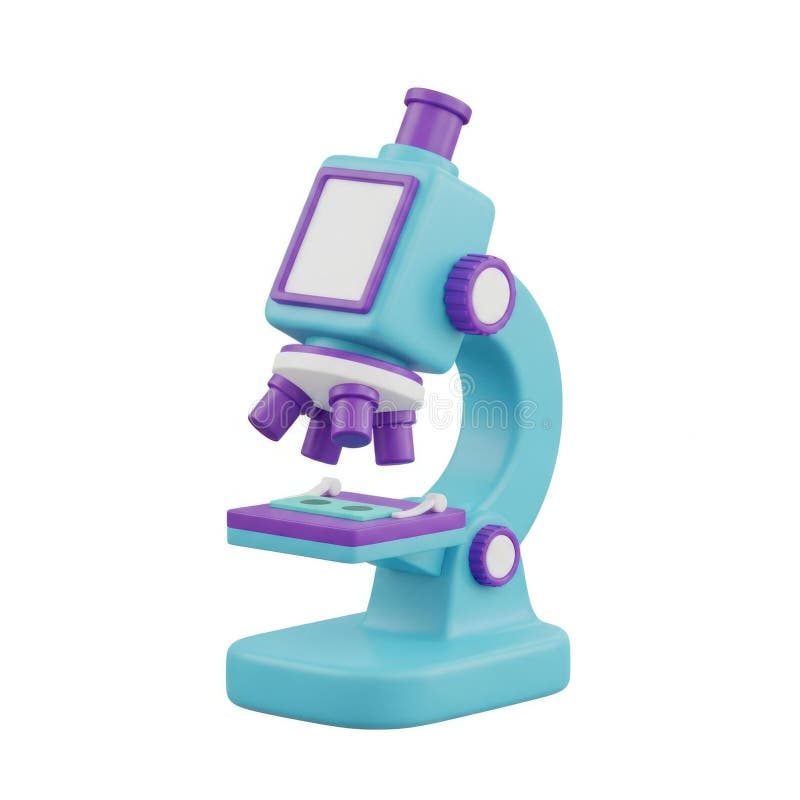 Cute Cartoon Turquoise and Purple Microscope for Science Education ...