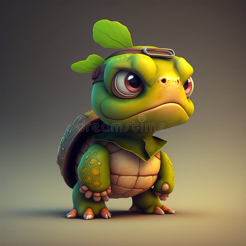 Cute Cartoon Turtle Character Stock Illustration - Illustration of cute ...
