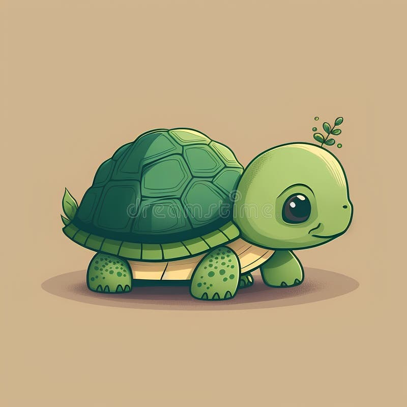Cute Cartoon Turtle with a Flower in His Head. Vector Illustration ...
