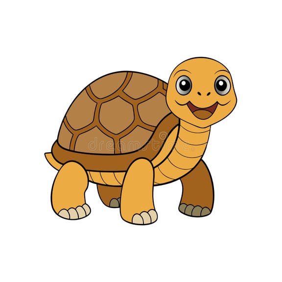 Cute Cartoon Turtle with Friendly Expression and Shell Pattern Stock ...