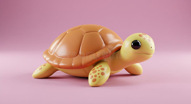 Cute Cartoon Turtle Resting on a Pink Surface in Studio Lighting Stock ...