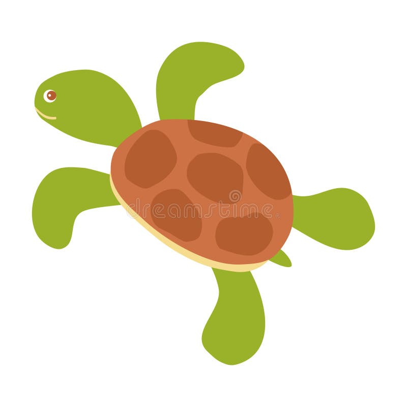 Cute Cartoon Turtle, Sea Animal, Flat Vector Stock Vector ...