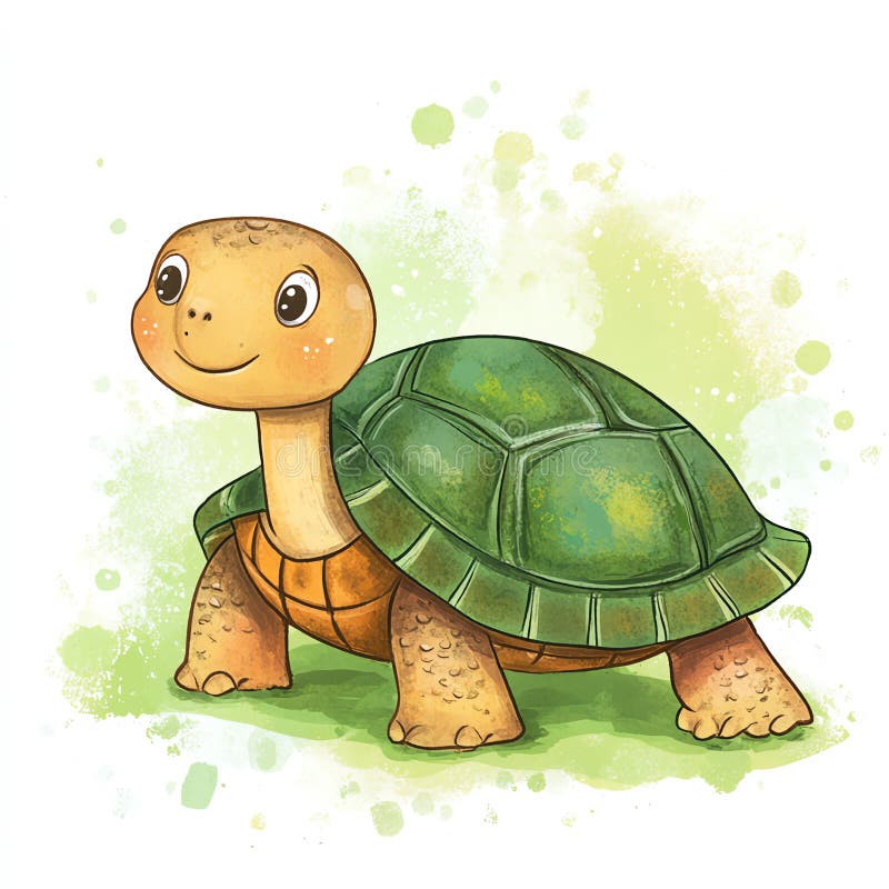 Cute Cartoon Turtle with a Smiling Face Stock Illustration ...