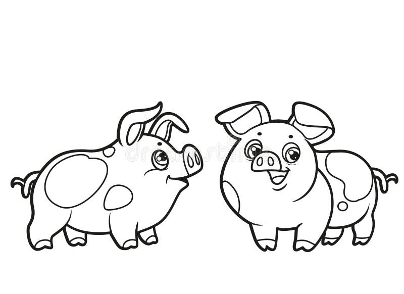 Coloring Book Two Happy Pigs Stock Illustrations – 12 Coloring Book Two ...