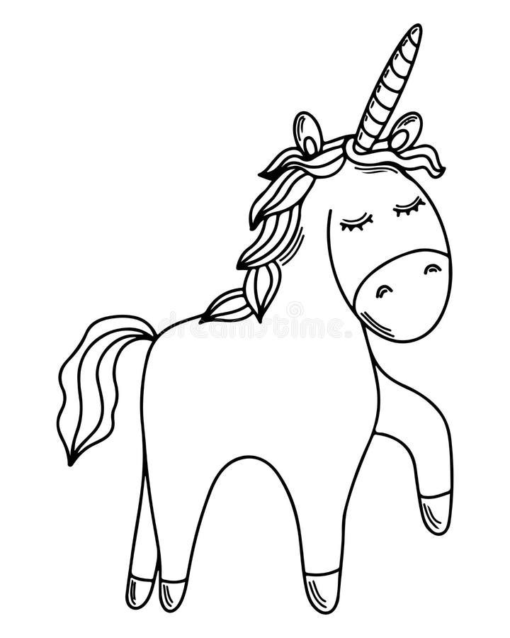 Unicorn Outlined for Coloring Book Isolated on a White Background Stock ... Unicorn Outlined for Coloring Book Isolated on a White Background Stock ...