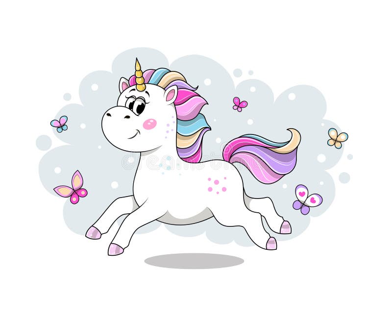 Cute Cartoon Running Unicorn Stock Illustrations – 611 Cute Cartoon ...