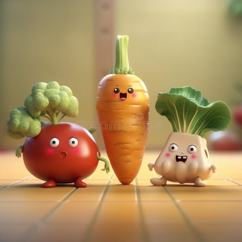 Cute Cartoon Various Vegetables Stock Illustration - Illustration of ...