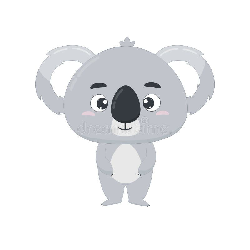 Cute Cartoon Smiling Koala. Australian Koala Isolated on White ...