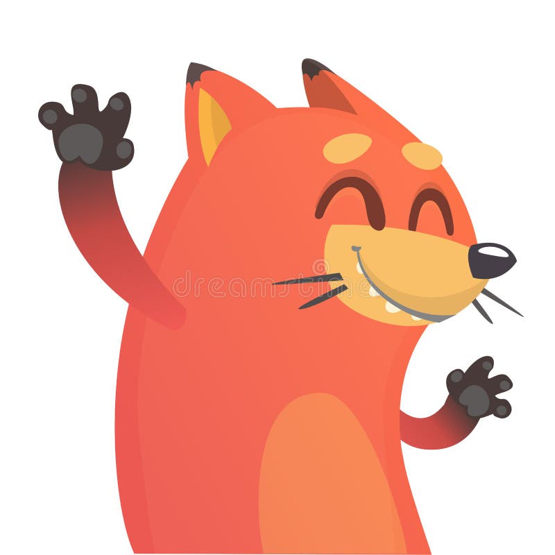Cartoon Fox Waving stock vector. Illustration of happy - 41818168