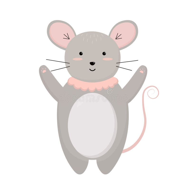 A Cute Cartoon Vector Grey Mouse Art Stock Vector - Illustration of ...