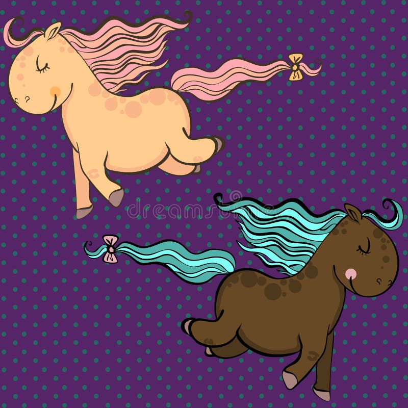 Cute cartoon vector horses stock vector. Illustration of drawing - 40830602