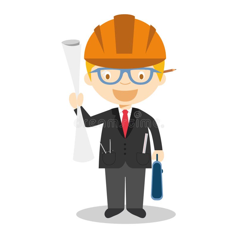Cute Cartoon Vector Illustration of an Architect Stock Vector ...
