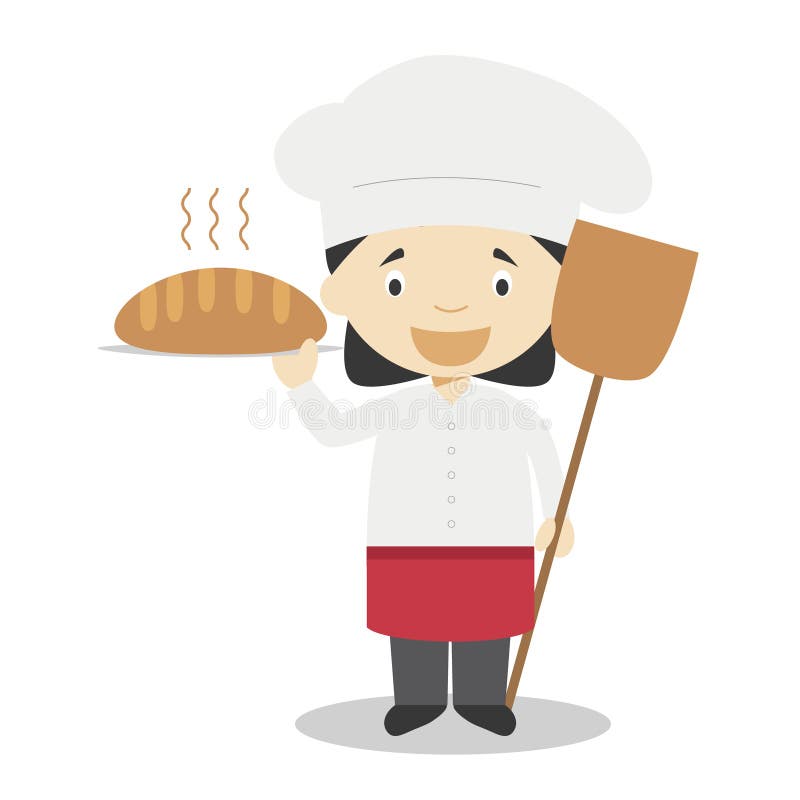 Cute Cartoon Vector Illustration of a Baker. Women Professions Series ...