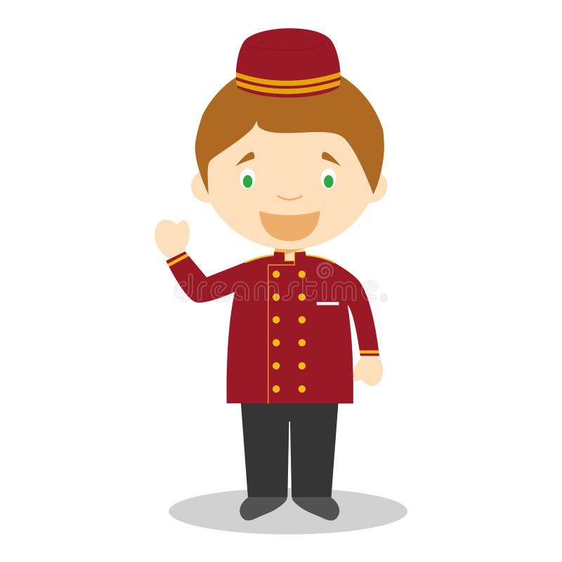 Cute Cartoon Vector Illustration of a Bellboy Stock Vector ...