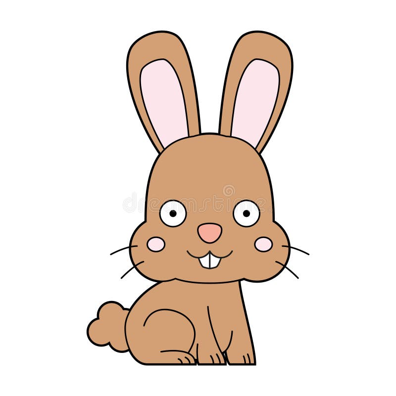 Brown Rabbit Standing with Big Cute Bunny Ears Stock Vector ...