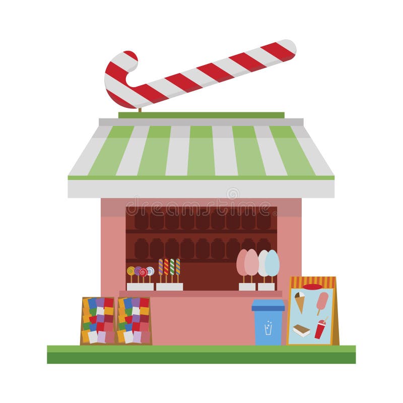 Cute Cartoon Vector Illustration of a Candy Shop Stock Vector ...