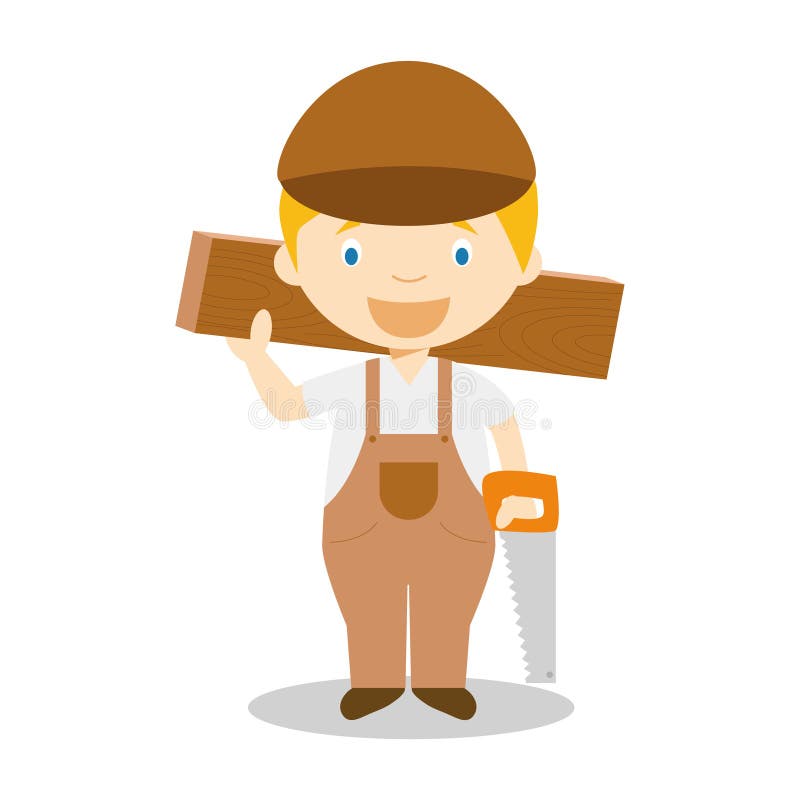 Cute Cartoon Vector Illustration of a Carpenter Stock Vector ...