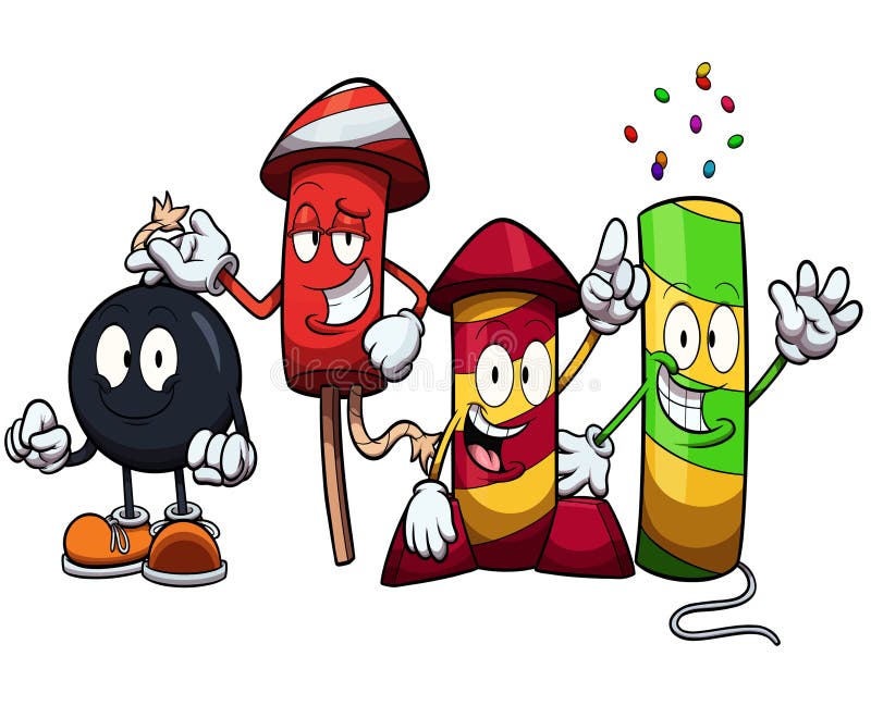 Cartoon Firework Characters Stock Illustrations – 333 Cartoon Firework ...