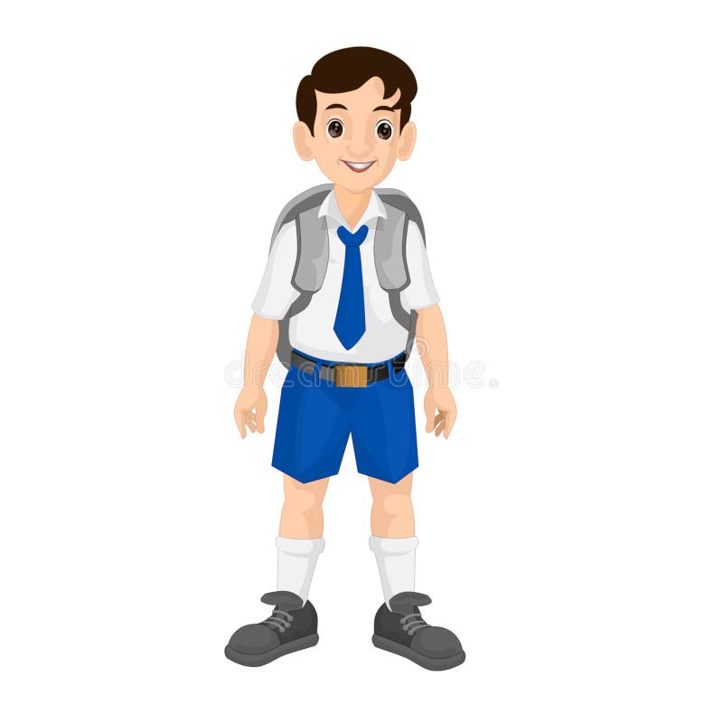 Cute Cartoon Vector Illustration of a Cute Elementary School Boy. Stock ...