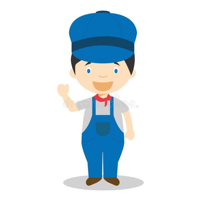 Cute Cartoon Vector Illustration of an Engine Driver Stock Vector ...