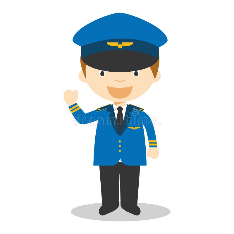 Cute Cartoon Vector Illustration of a Pilot Stock Vector - Illustration ...