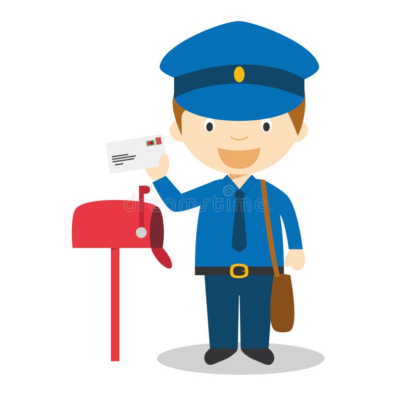 Cute Cartoon Vector Illustration of a Postman Stock Vector ...