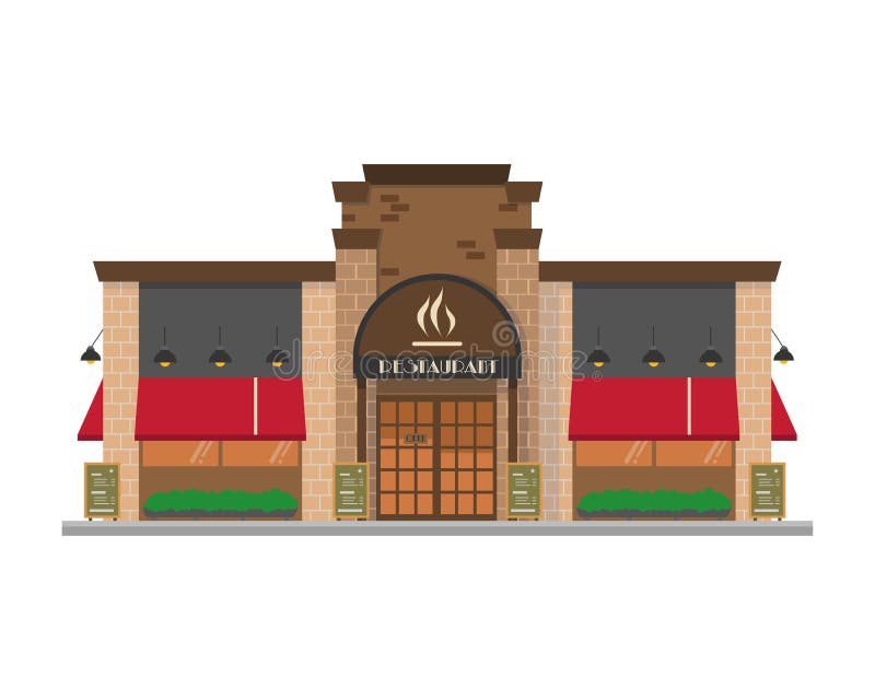 Cute Cartoon Vector Illustration of a Restaurant Stock Vector ...